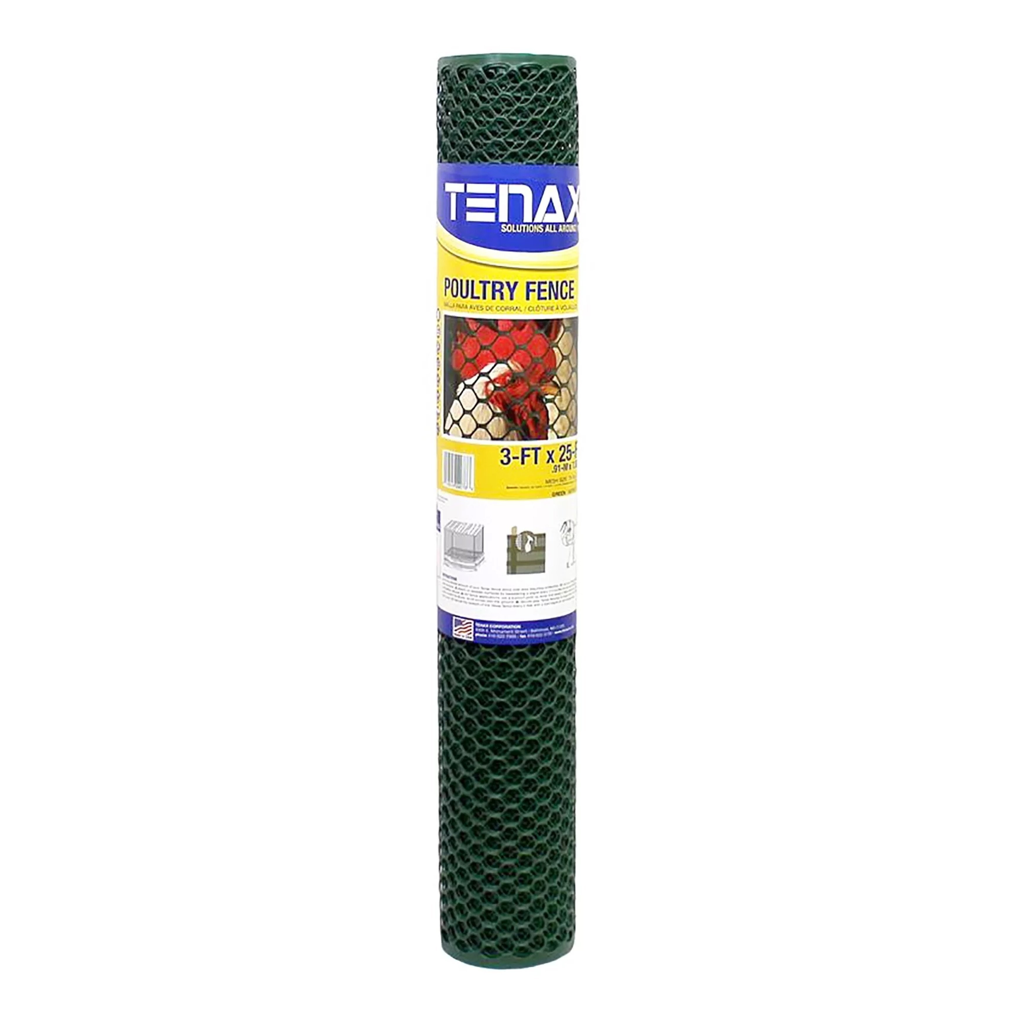 25' L x 3' H Tenax Poultry Netting and Fencing - Green | Tenax Fence